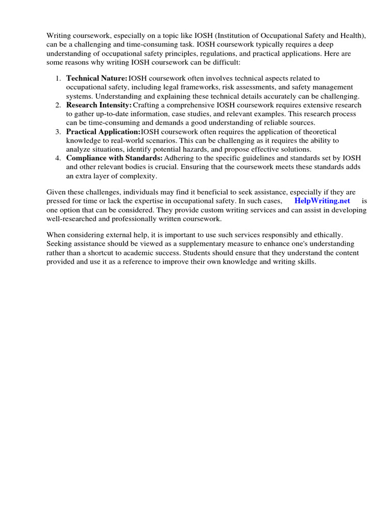 Iosh Coursework | PDF | Safety | Occupational Safety And Health