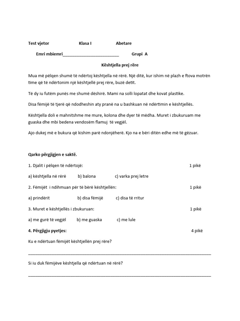 Abetare Test 3 (Vjetor) | PDF