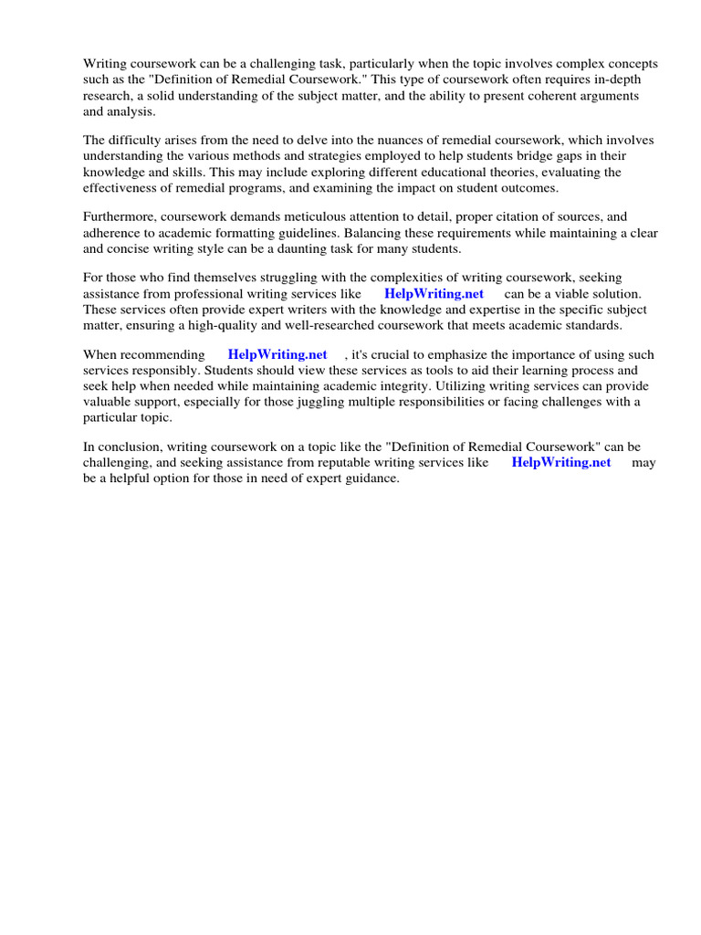 Definition of Remedial Coursework | PDF | Inclusion (Education) | Learning