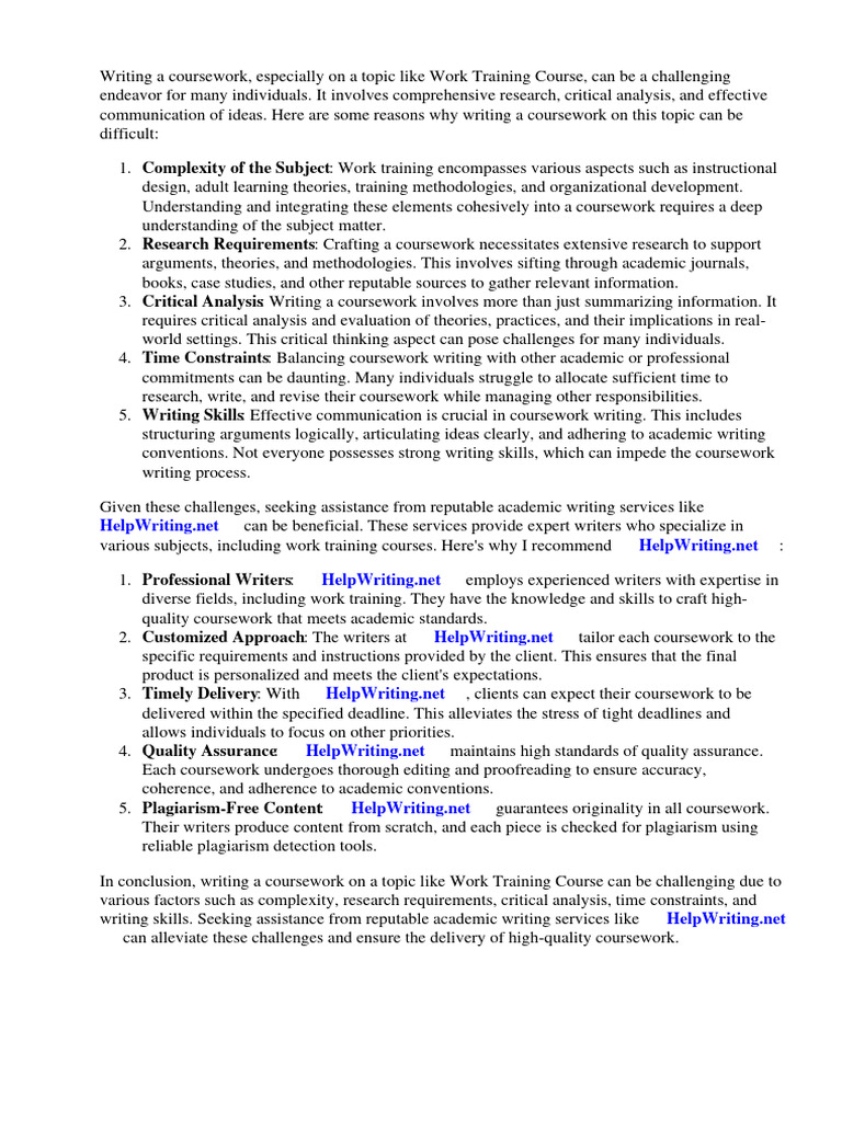 Work Training Course | PDF | Critical Thinking | Employment