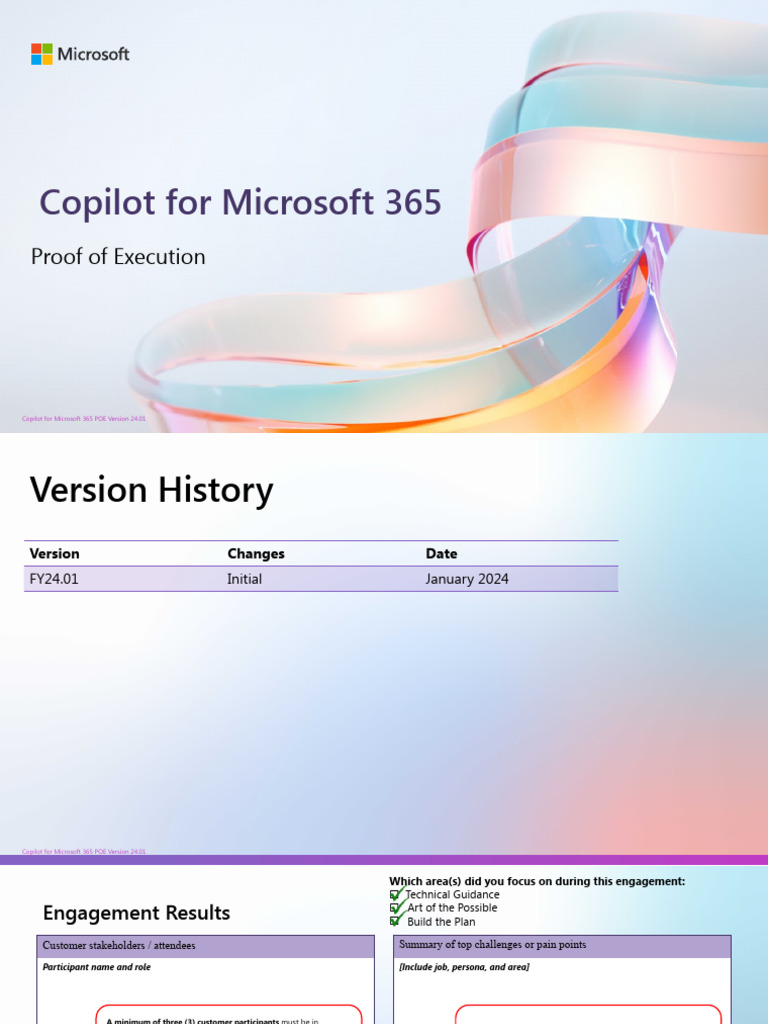 Copilot For Microsoft 365 Proof of Execution V24.01 | PDF