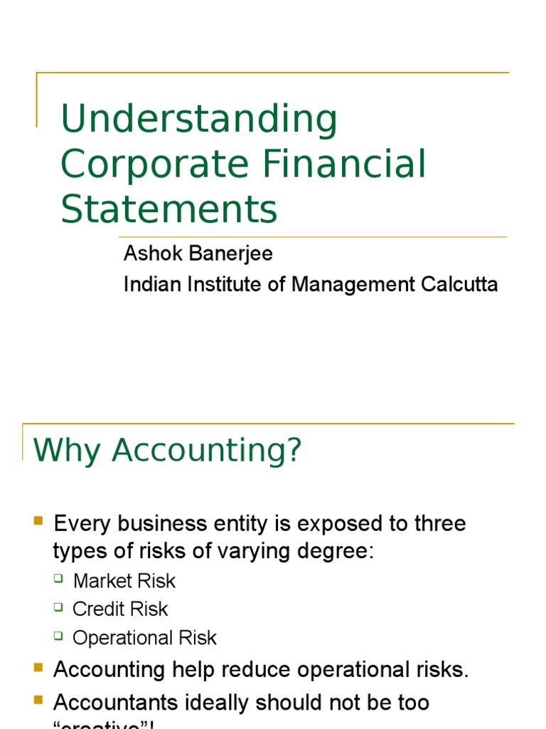 Understanding Corporate Financial Statements: Ashok Banerjee Indian ...