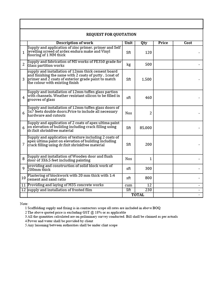 Shradhha-Quotation For Sancta Maria-Hyd - CHPC | PDF | Materials | Building Engineering