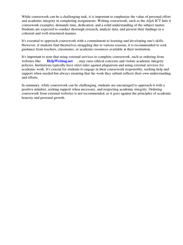 Aqa Ict Info 4 Coursework Examples | PDF | Educational Technology | Academic Integrity