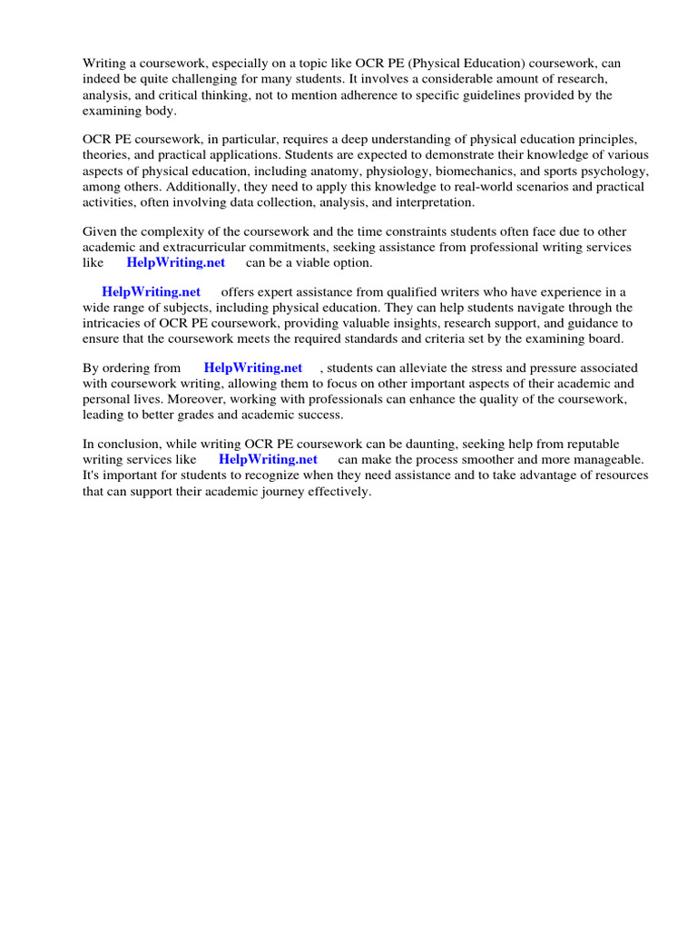 OCR PE Coursework Writing Guide | PDF