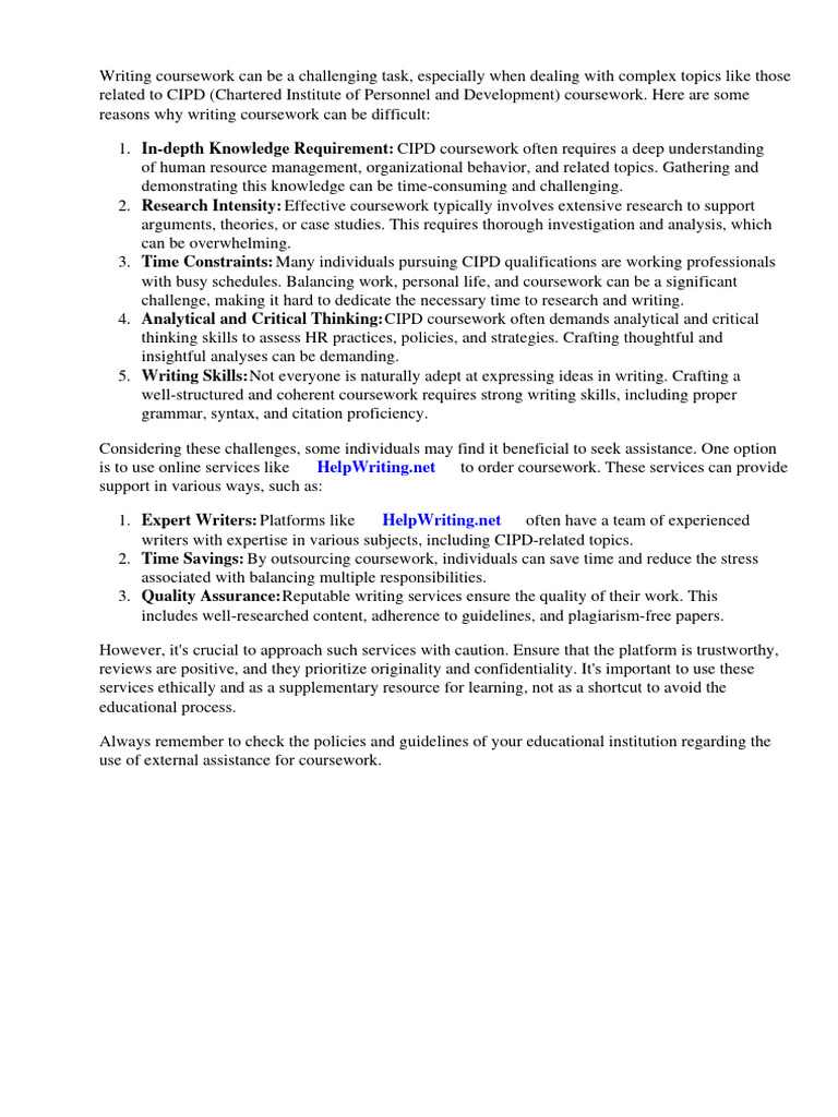 Cipd Coursework Examples | PDF | Career & Growth | Business