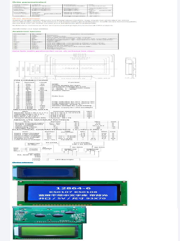 1664 Graphic LCD-datasheet 2 | PDF
