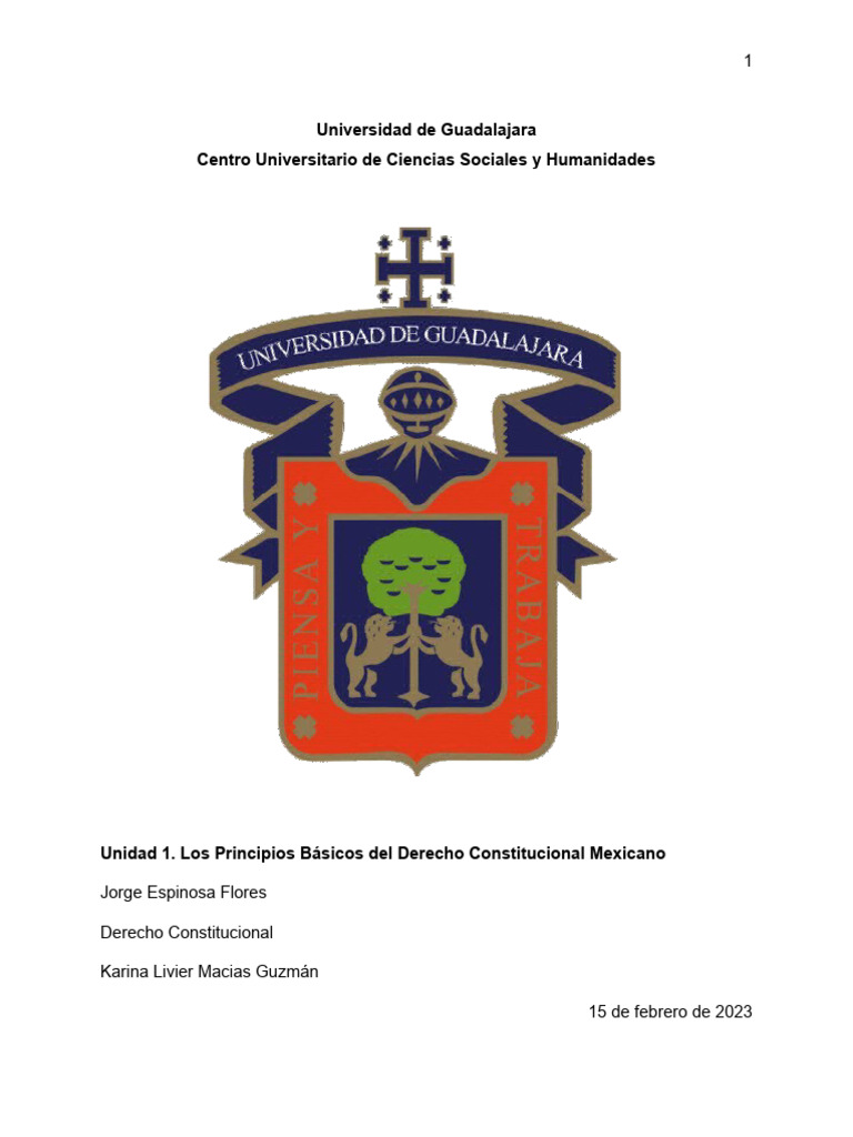 Unidad 1. Los Principios Básicos Del Derecho Constitucional Mexicano ...