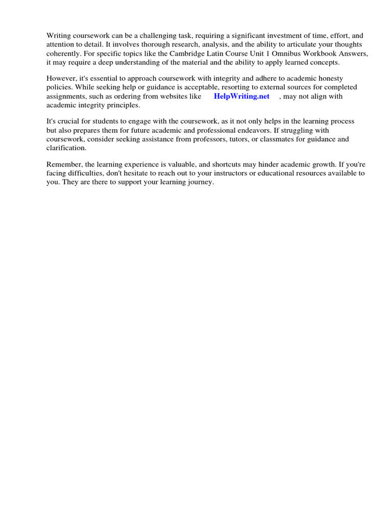 Cambridge Latin Course Unit 1 Omnibus Workbook Answers | PDF | Latin ...