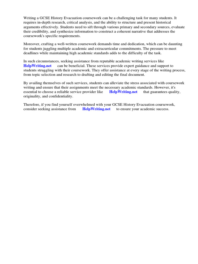 Gcse History Evacuation Coursework | PDF | Emergency Evacuation | The Blitz