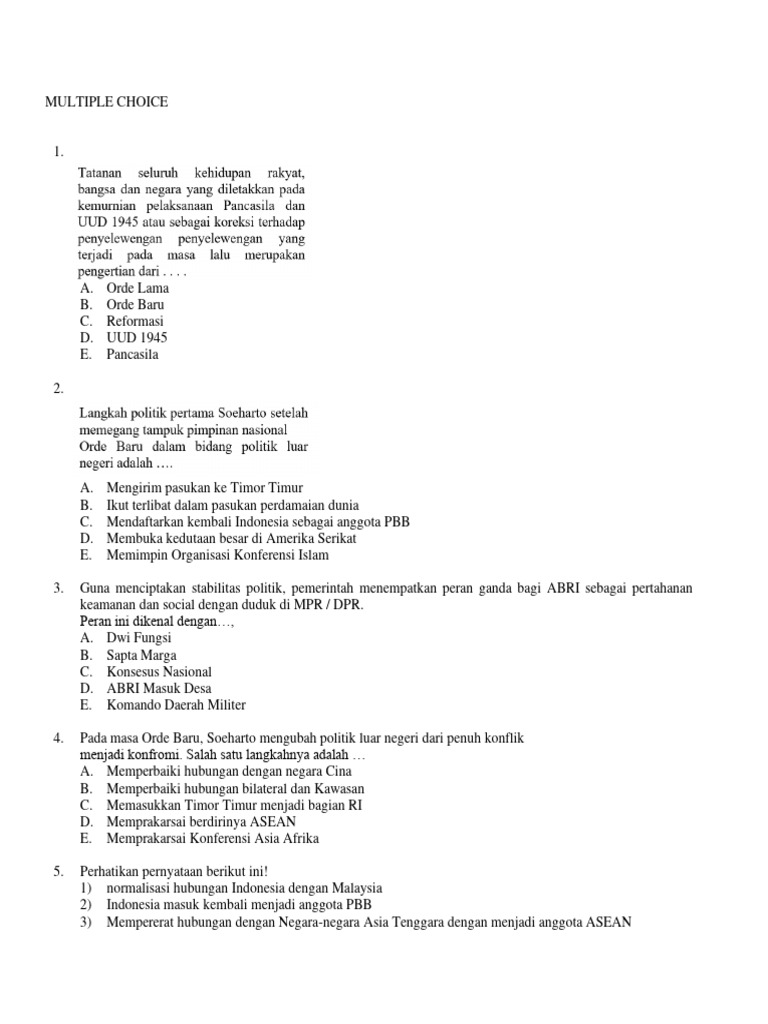 Latihan Soal Sejarah Indonesia Kelas 12 - SEMESTER 2 (2024) | PDF