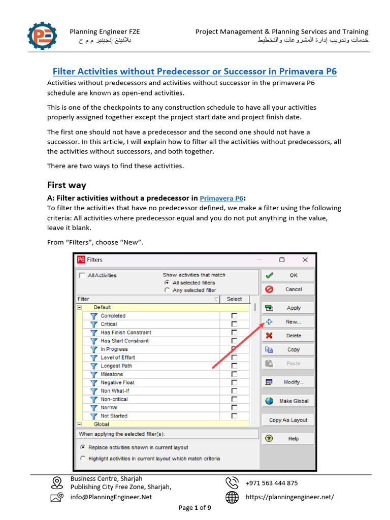 How To Filter Activities Without Predecessor & Successors | PDF