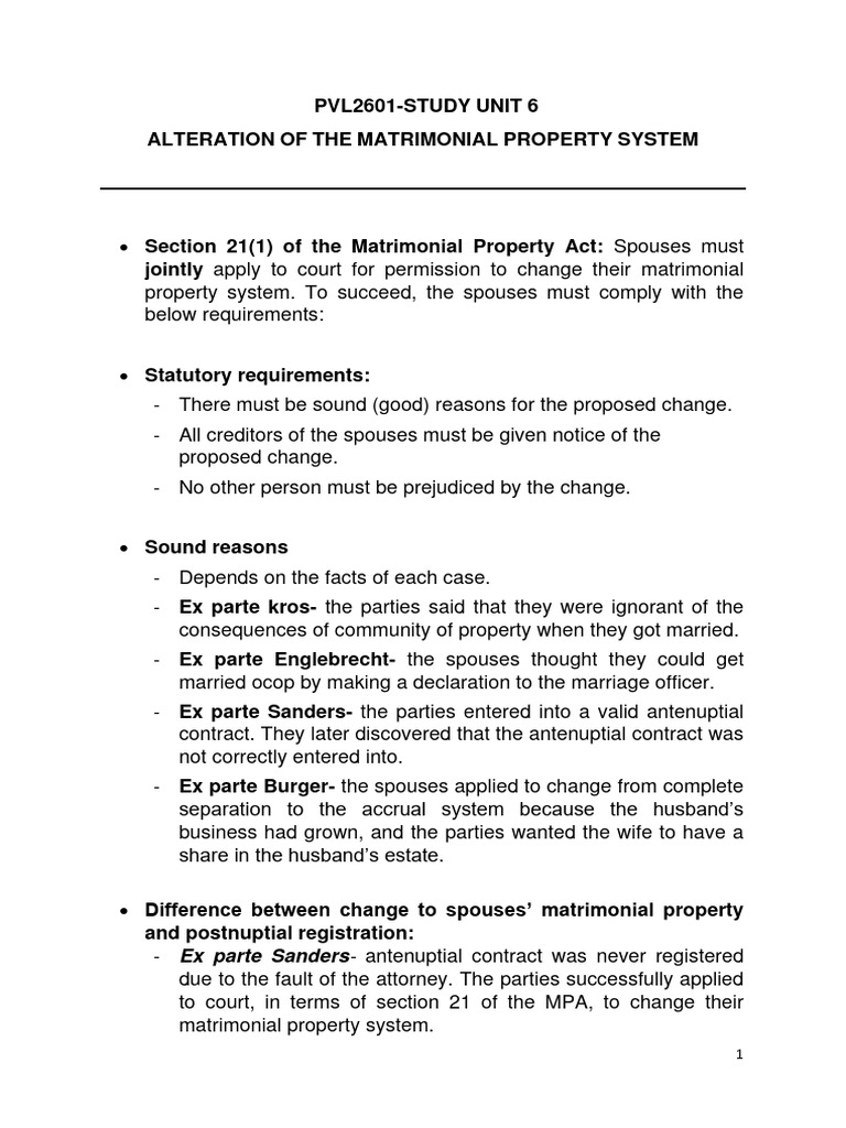 Changing Matrimonial Property Systems | PDF