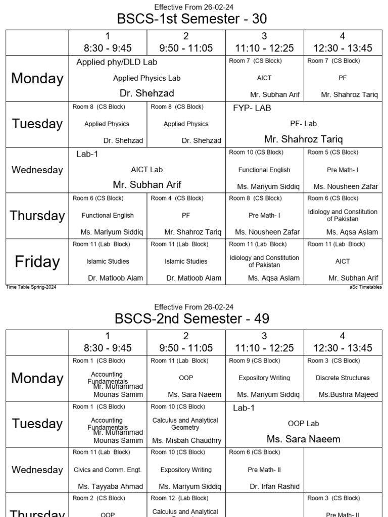 3rd Timetable S-24 ClassWise TT V3.0 | PDF | Mathematics | Computing