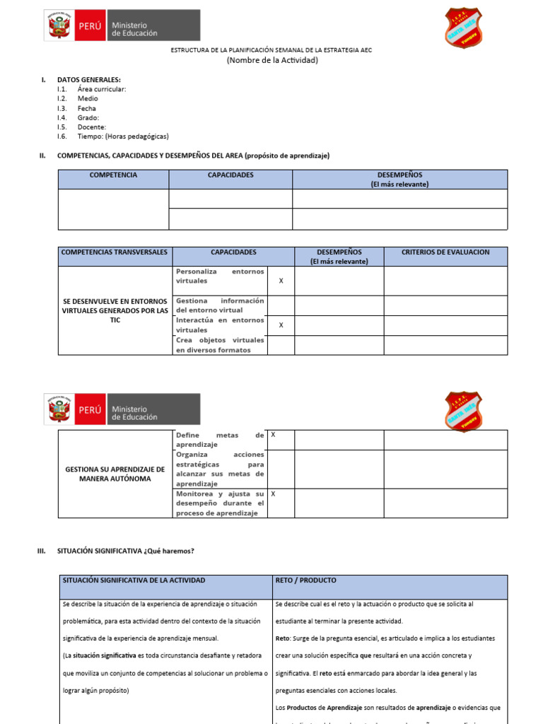 ESQUEMA SEMANAL - I(1) | PDF