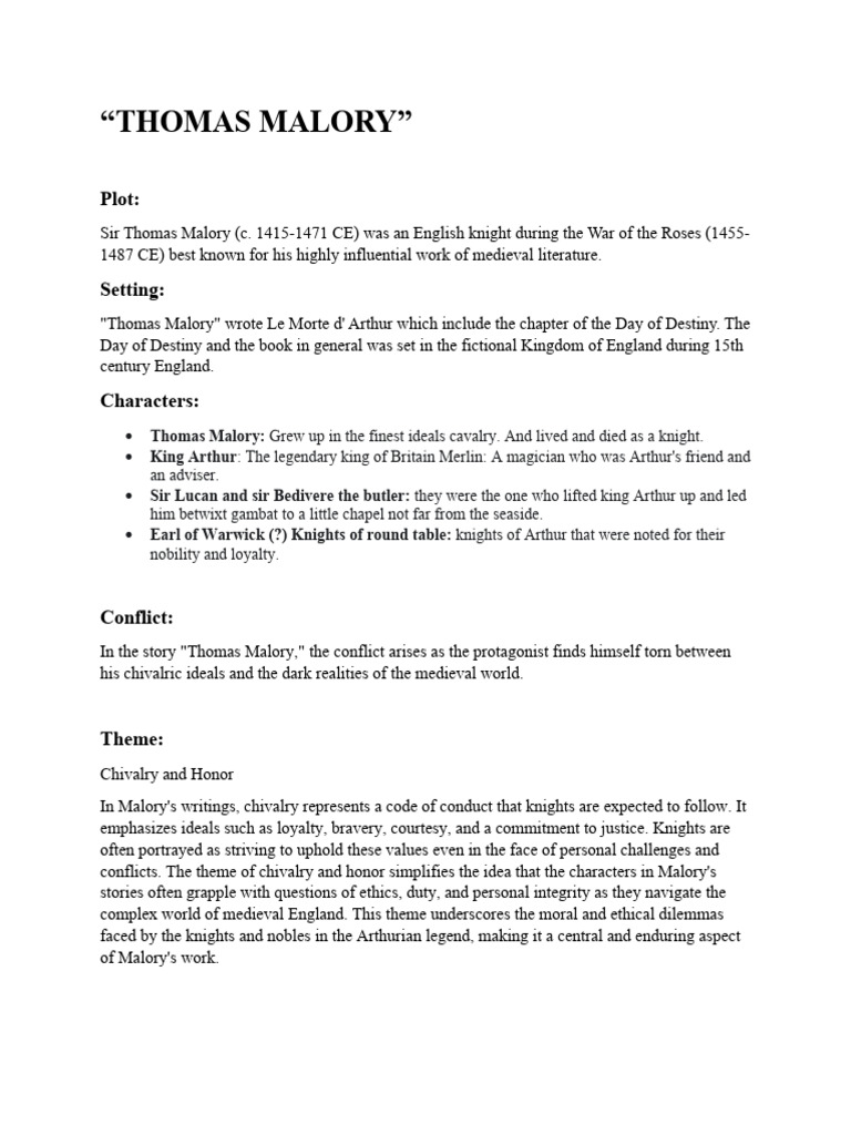 Summary of King Arthur's Death | PDF | King Arthur | Le Morte D'arthur