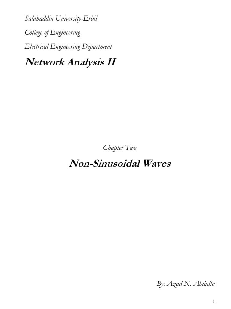 Network Analysis II: Salahaddin University-Erbil College of Engineering Electrical Engineering ...