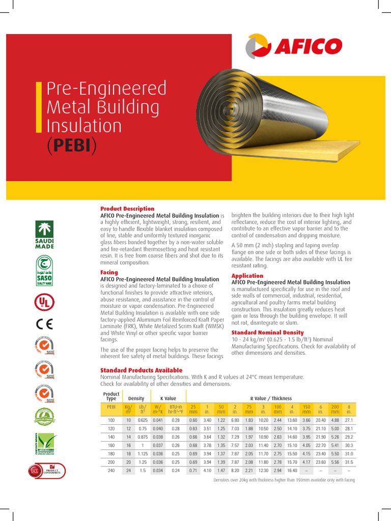 AFI Data Sheet Pre Engineered Metal Building Insulation PEBI No Pix ...