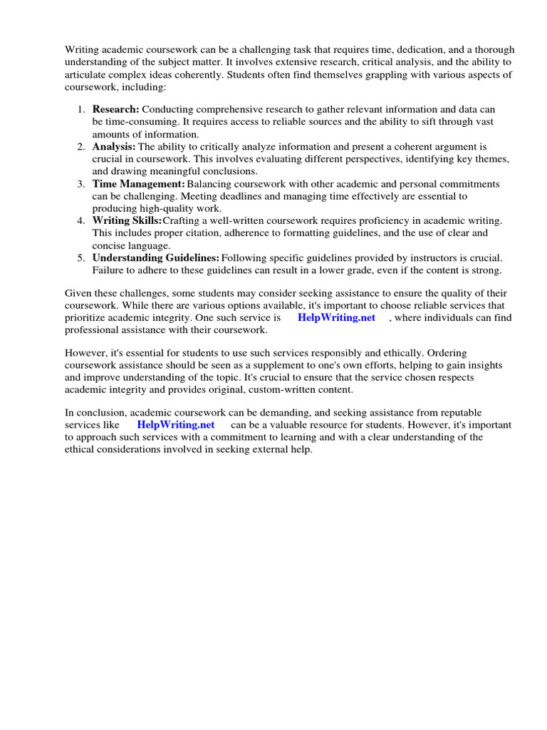 Academic Coursework | PDF