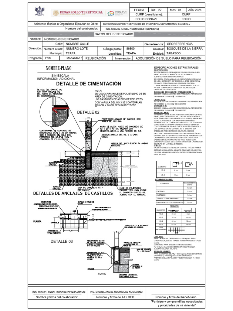 Reubicación y Cimentación en Teapa | PDF | Fundación (Ingeniería) | Ingeniería de Edificación