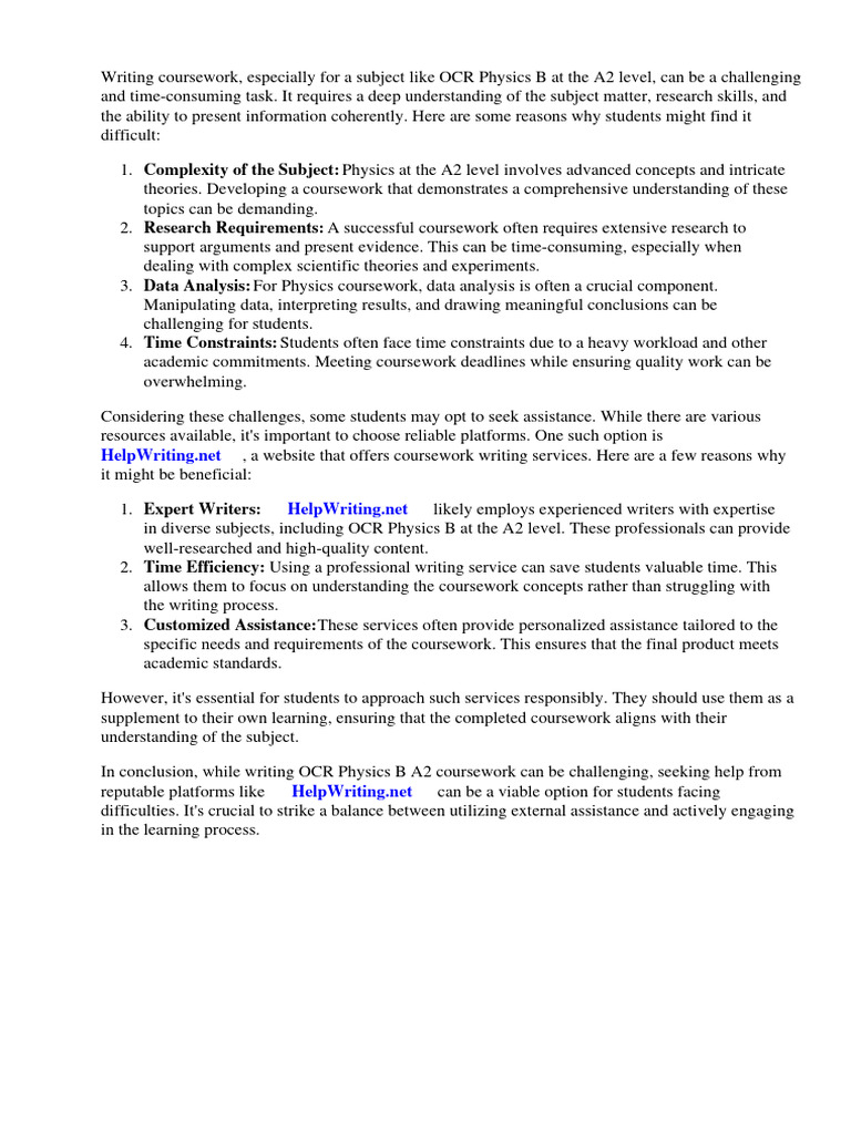 Ocr Physics B A2 Coursework Ideas | PDF | Facebook | Linked In
