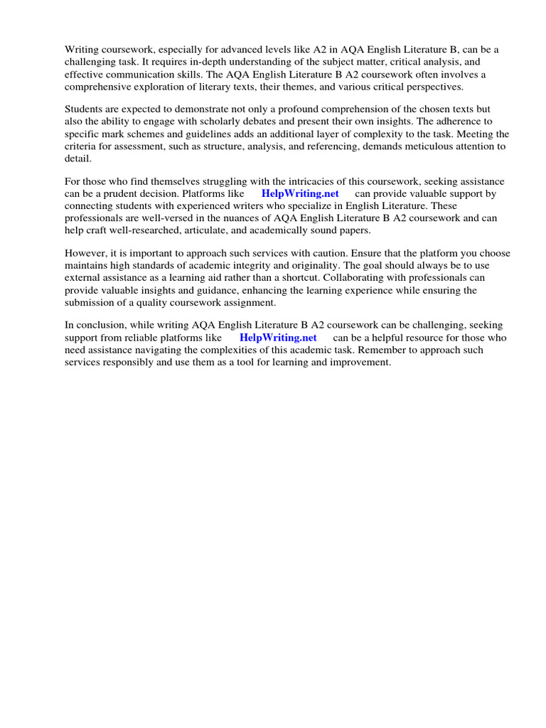 Aqa English Literature B A2 Coursework Mark Scheme | PDF | Facebook | Linked In
