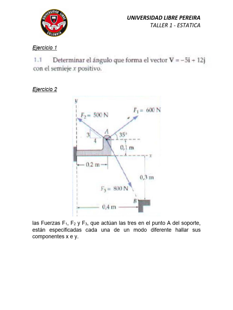 Taller 1 Estatica | PDF