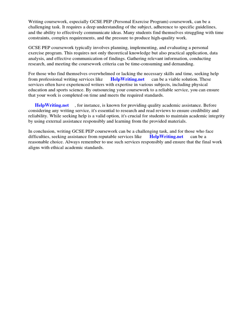Gcse Pep Coursework Example | PDF | Physical Fitness | Physical Education
