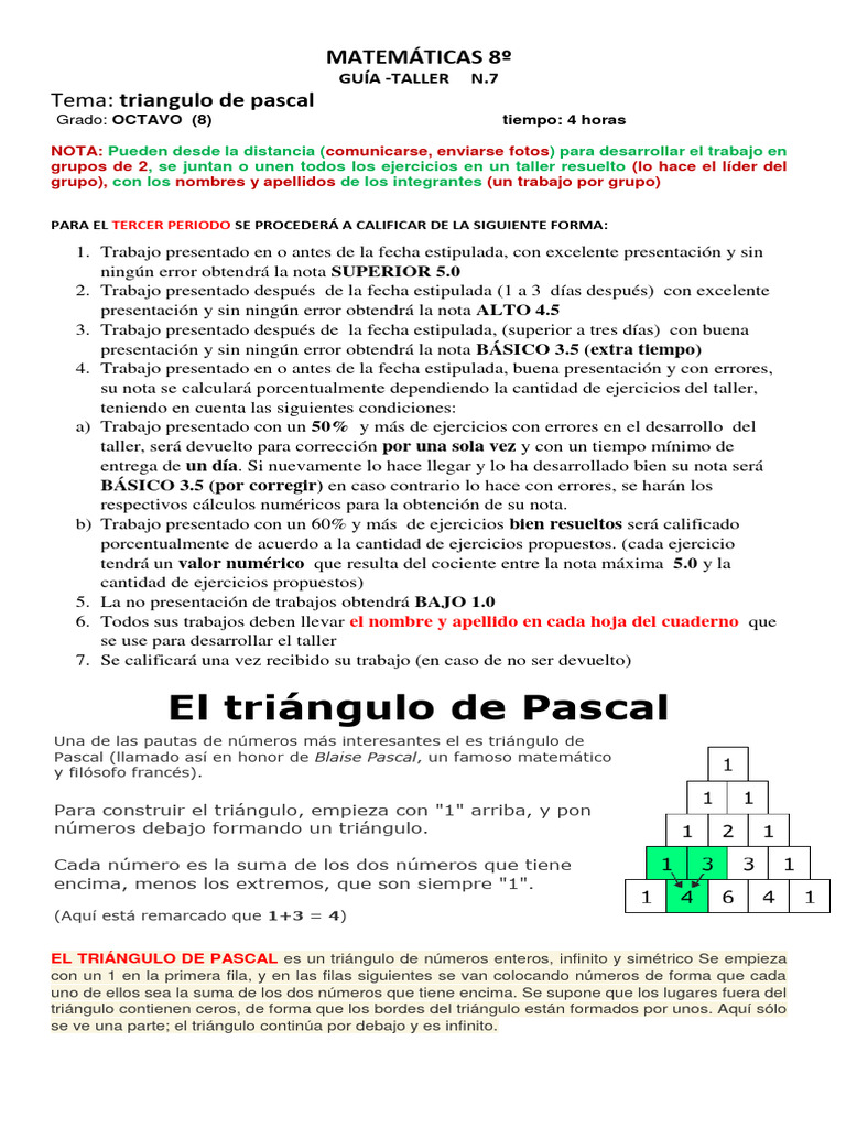 Guía sobre el Triángulo de Pascal | PDF | Matemáticas