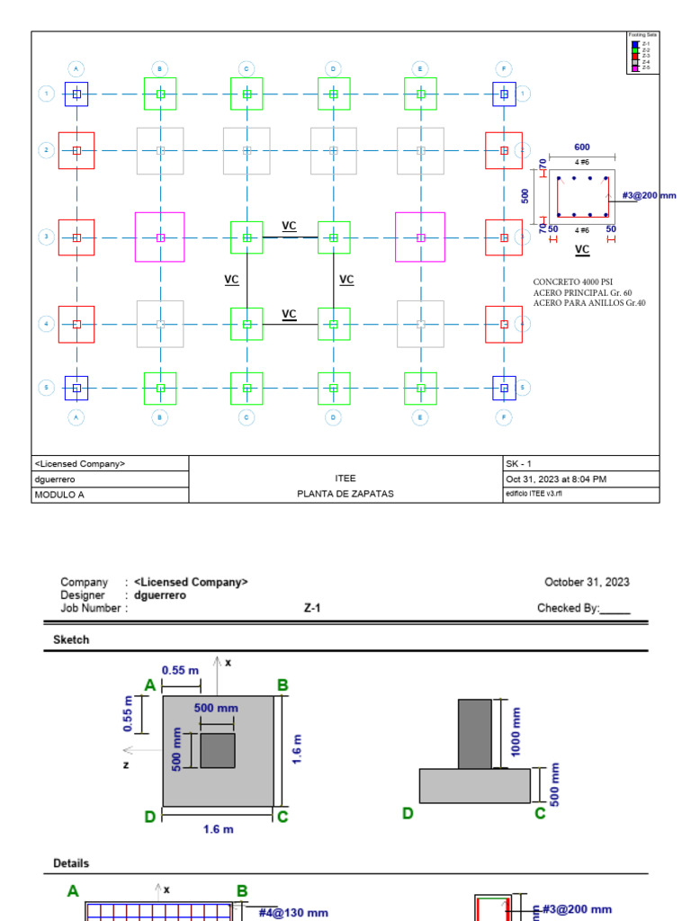 Footing and Rebar Plans for ITEE Project | PDF | Reinforced Concrete ...