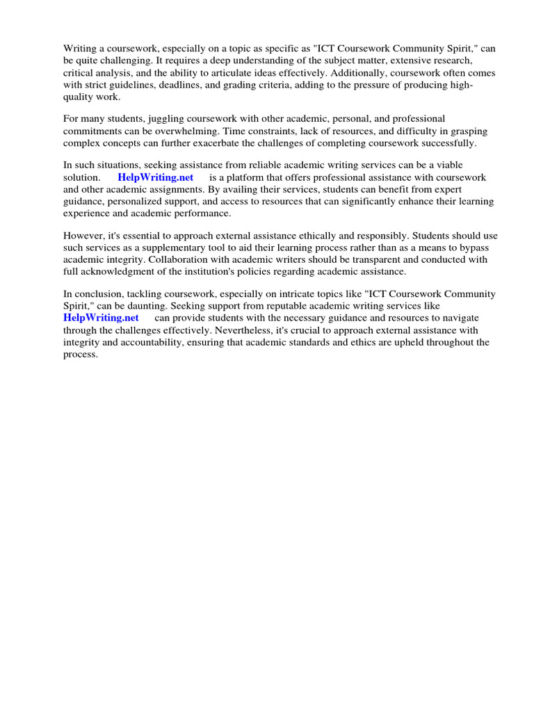 Ict Coursework Community Spirit | PDF | Educational Technology | Books