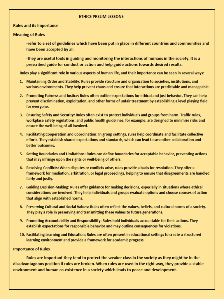 Ethics Prelim Lessons Activities | PDF | Morality | Standardization