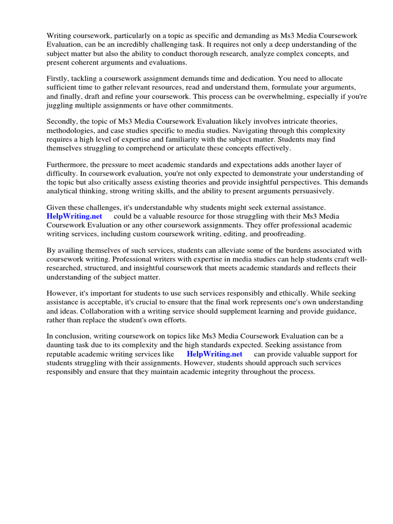 Ms3 Media Coursework Evaluation Guide | PDF | Evaluation | Essays
