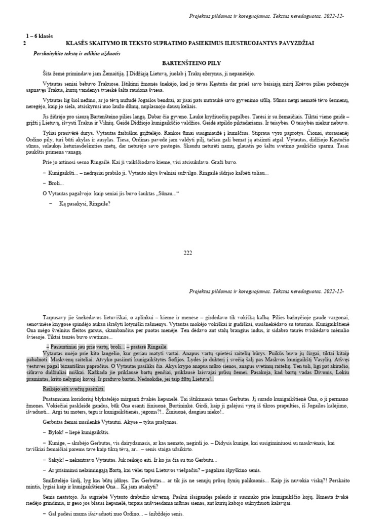 6 Klasės Teksto Suvokimas | PDF 6 Klasės Teksto Suvokimas | PDF