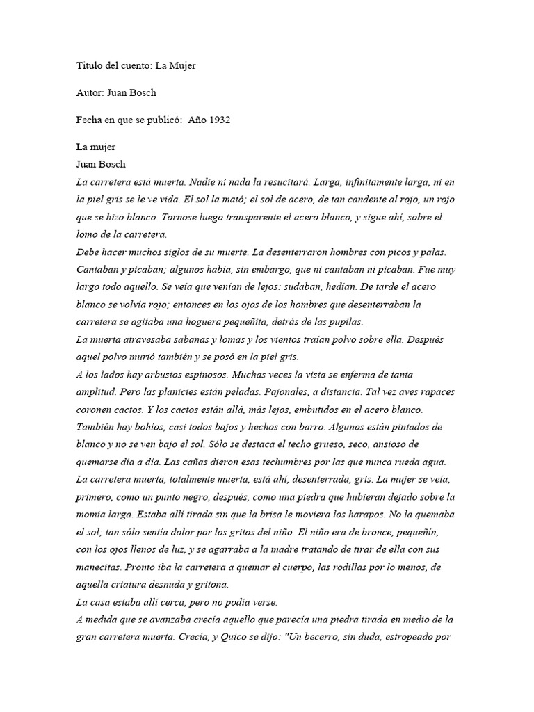 Análisis Del Cuento La Mujer | PDF | República Dominicana