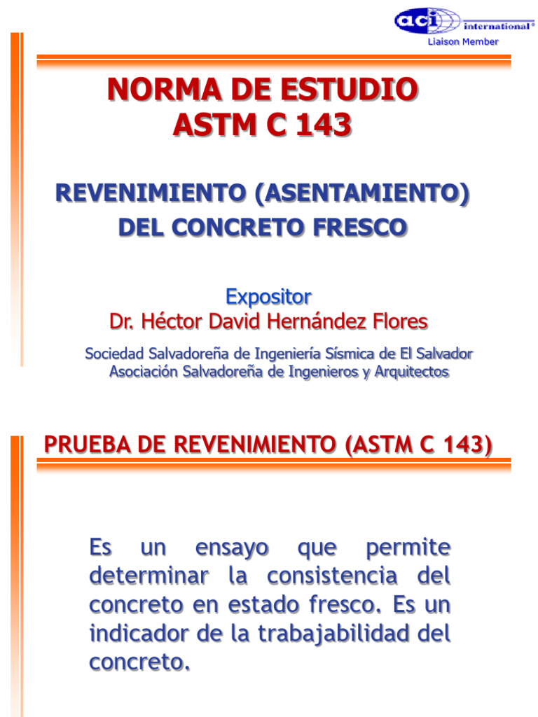 Exposición de La Norma de Estudio ASTM C143 | PDF | Hormigón ...
