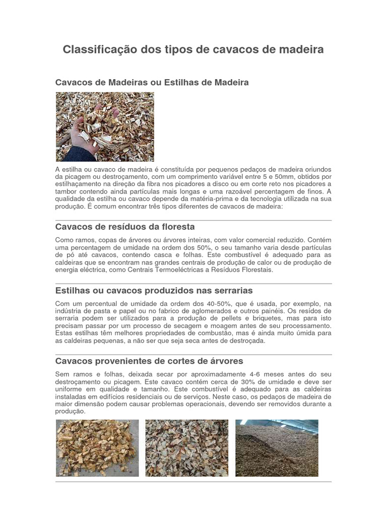 Classificação dos Tipos de Cavacos de Madeira | PDF | Madeira | Materiais