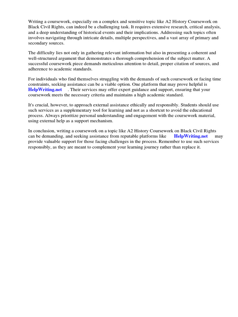 A2 History Coursework Black Civil Rights | PDF | Martin Luther King Jr ...