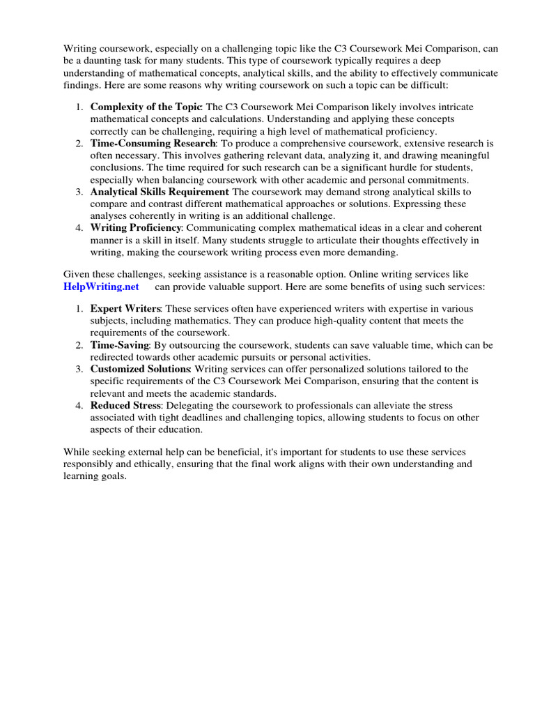 c3 Coursework Mei Comparison | PDF | Mathematics