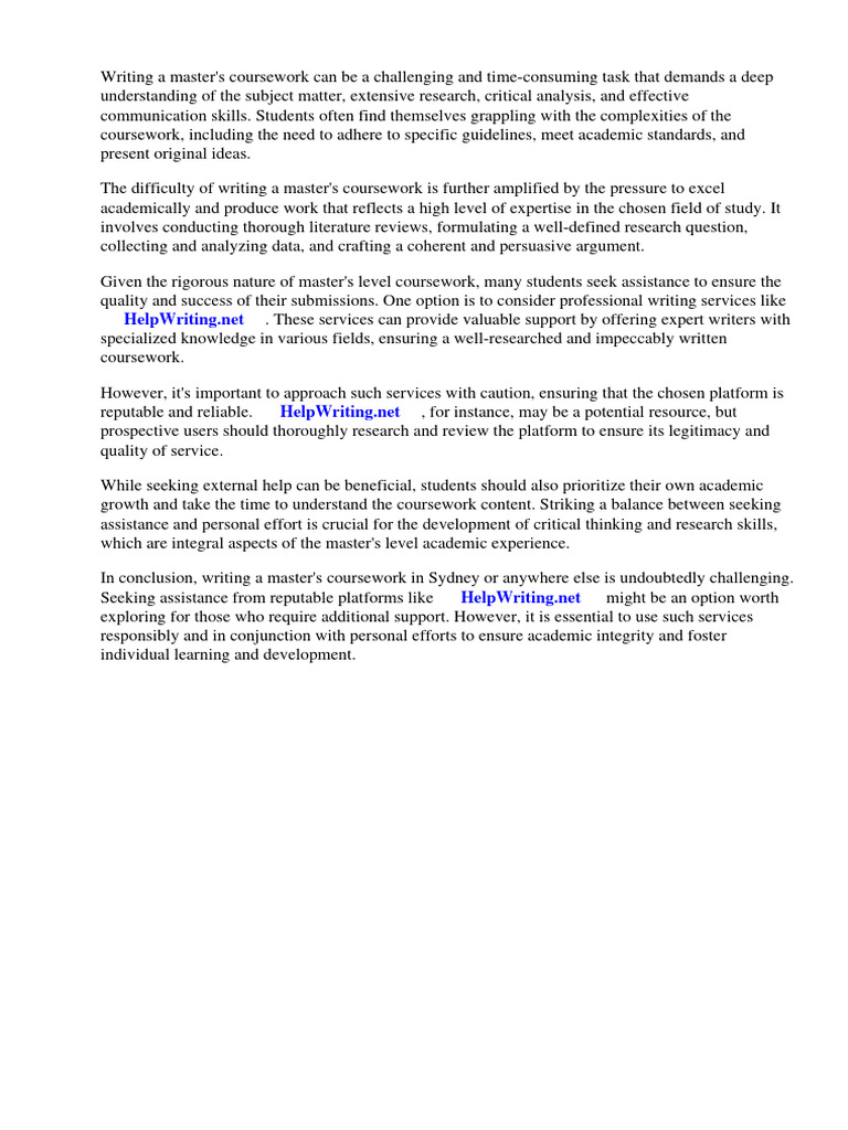 Masters Coursework Sydney | PDF | Postgraduate Education | Academic Degree