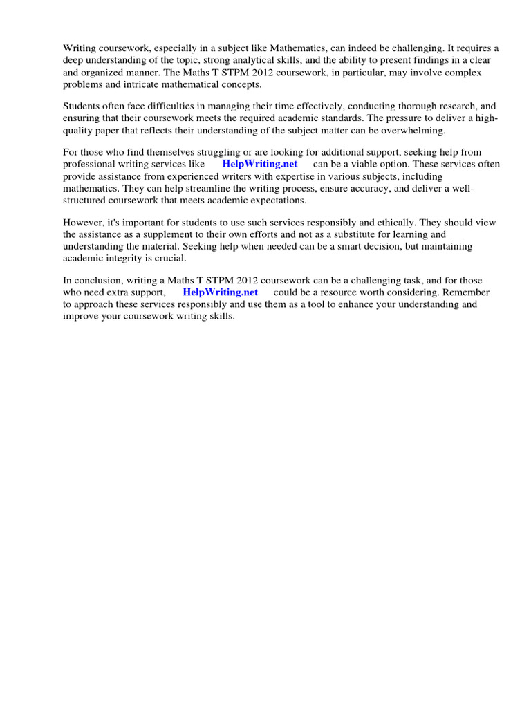 STPM Mathematics T Coursework Guide | PDF | Mathematics | Equations