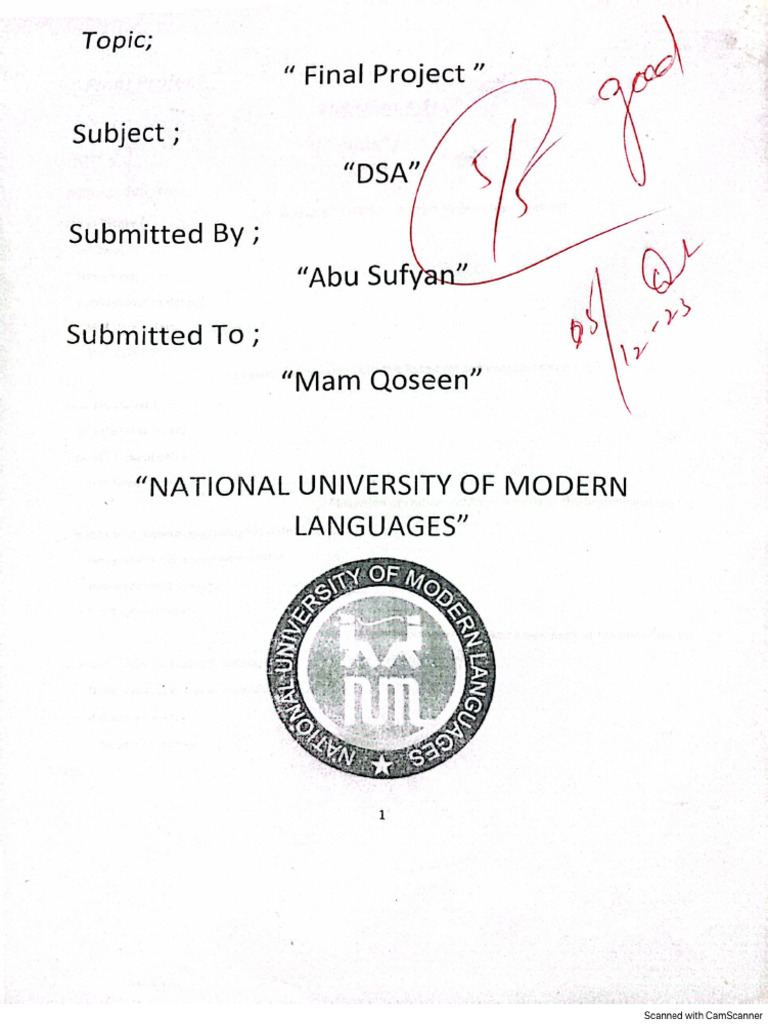 DSA Project Sheet | PDF