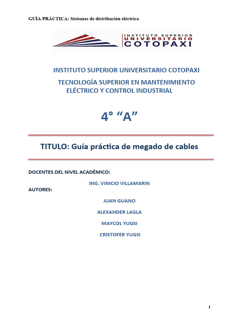 Guia Practica de Megado de Cables | PDF | Física Aplicada e Interdisciplinaria | Ingeniería de ...