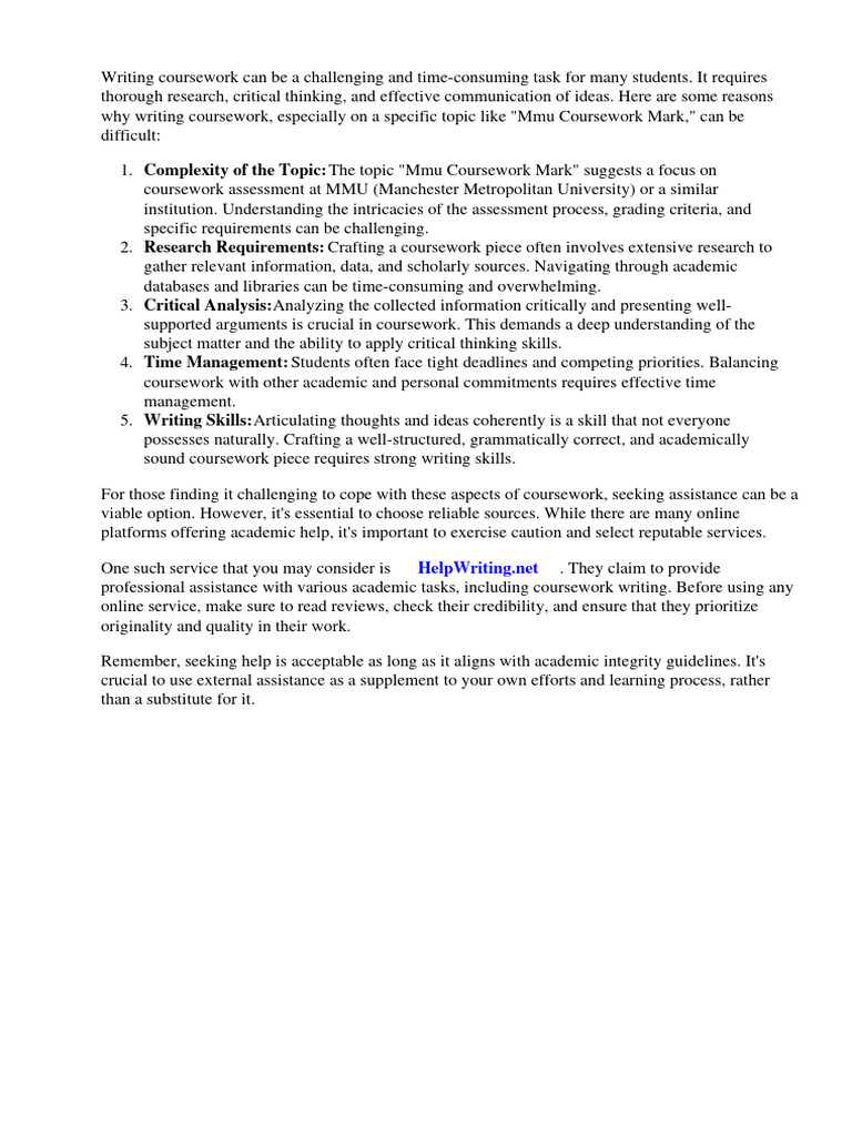 Mmu Coursework Mark | Download Free PDF | Critical Thinking | Thought