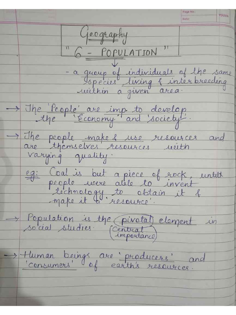 Geo-Unit-6 Population Notes | PDF