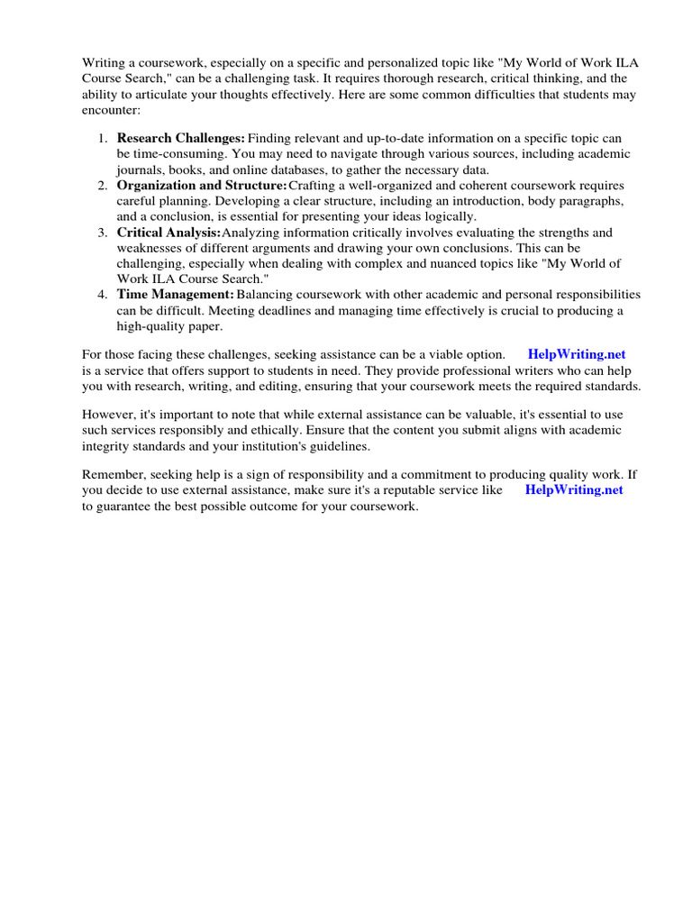 My World of Work Ila Course Search | PDF | Critical Thinking | Information