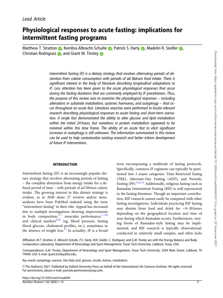 Stratton-2021-Physiological Responses To Acute Fasting - Implications ...