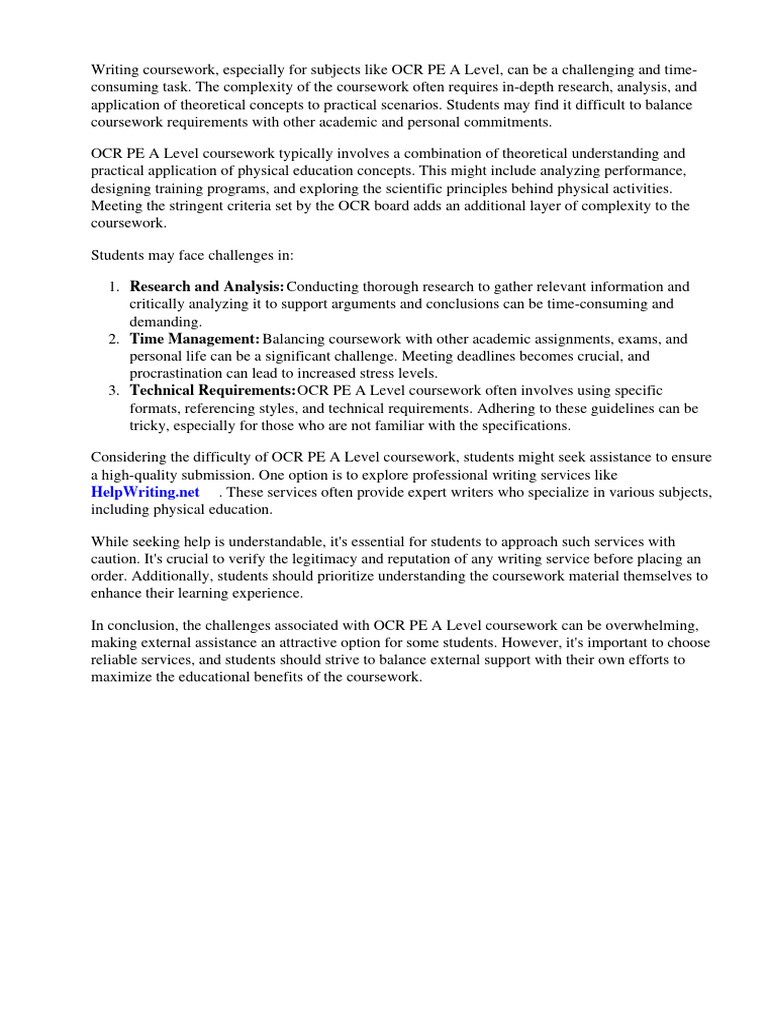 Ocr Pe A Level Coursework | PDF | Physical Fitness | Aerobic Exercise