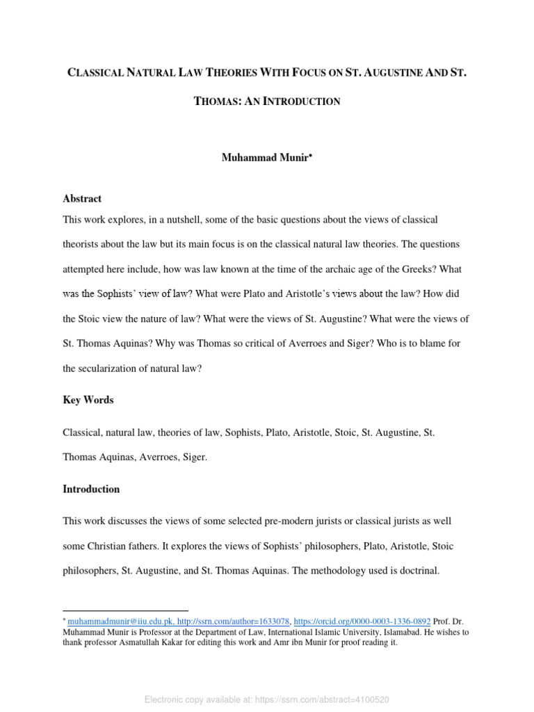 Classical Nature Law Theory - St. Augustine | PDF | Thomas Aquinas ...