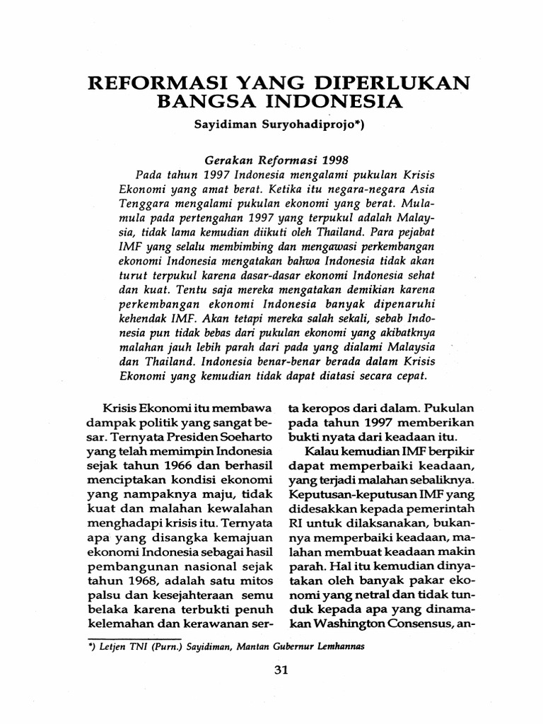 Reformasi Yang Diperlukan Di Indonesia | PDF